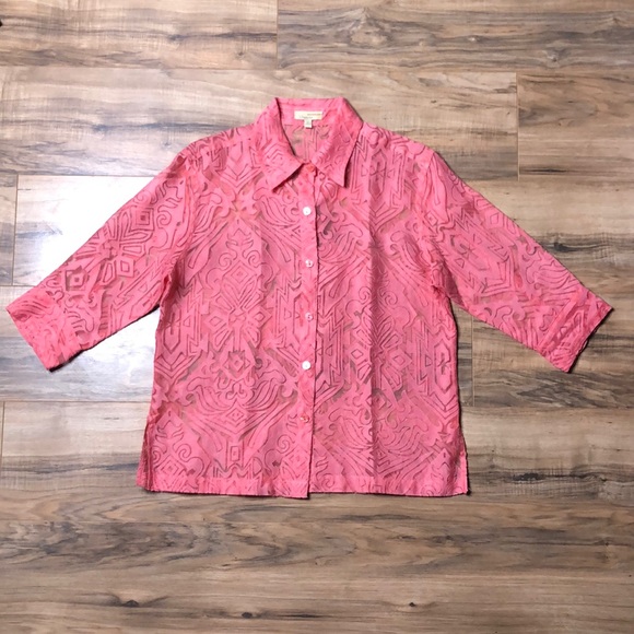 Choices | Tops | Choices 7s Inspired Boho Art To Wear Sheer Floral ...
